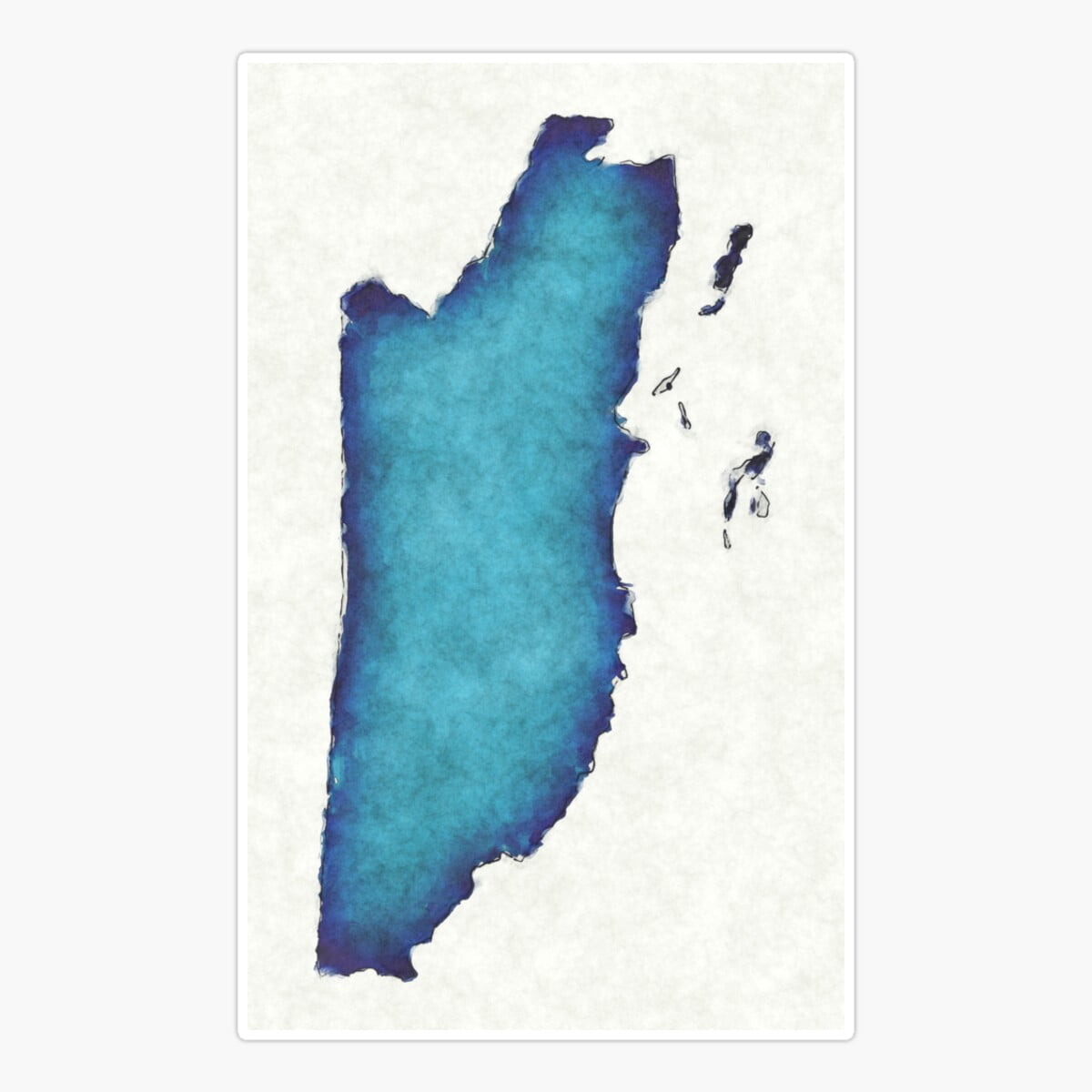 Maneki Belize Map With Drawn Lines And Blue Watercolor Illustration ...