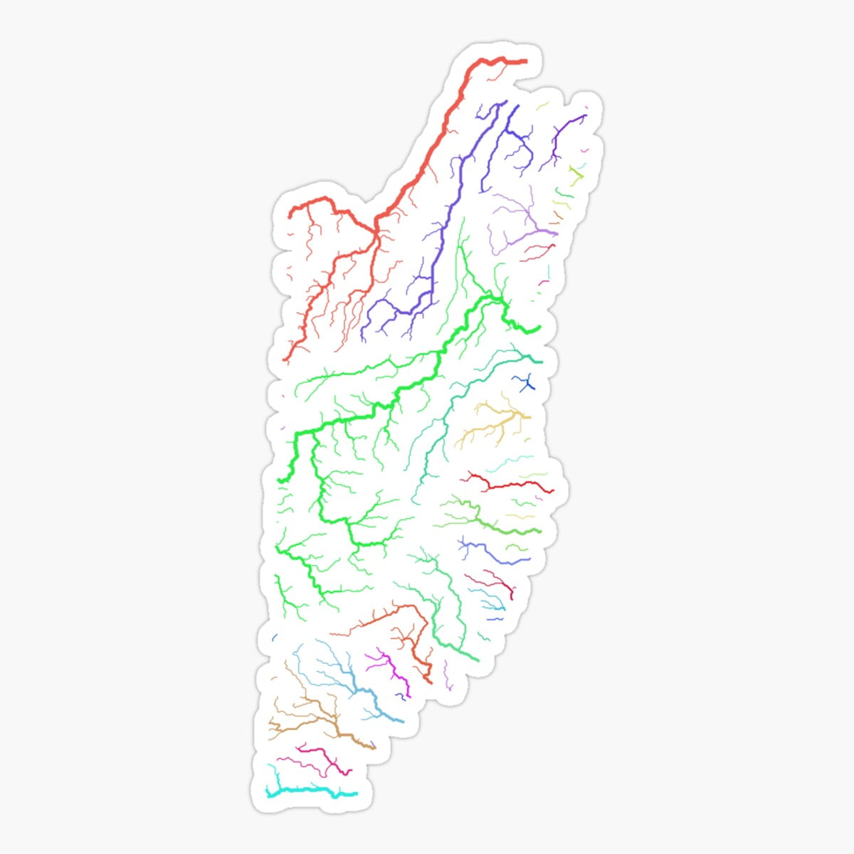 Maneki Belize River Basin Map In Rainbow Colours With White Background ...