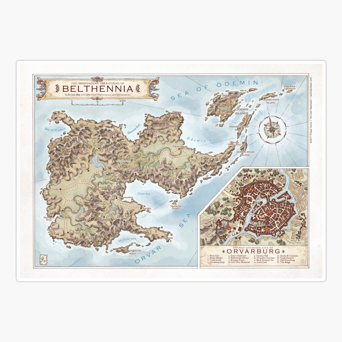 Maneki Belthennia - A Map O Its Independent Territories Sticker, Phone ...