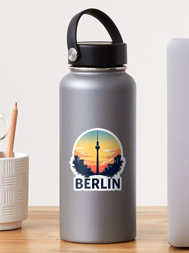 Maneki Berlin With Tv Tower Sunset Sticker, Phone Decal Water Bottle ...