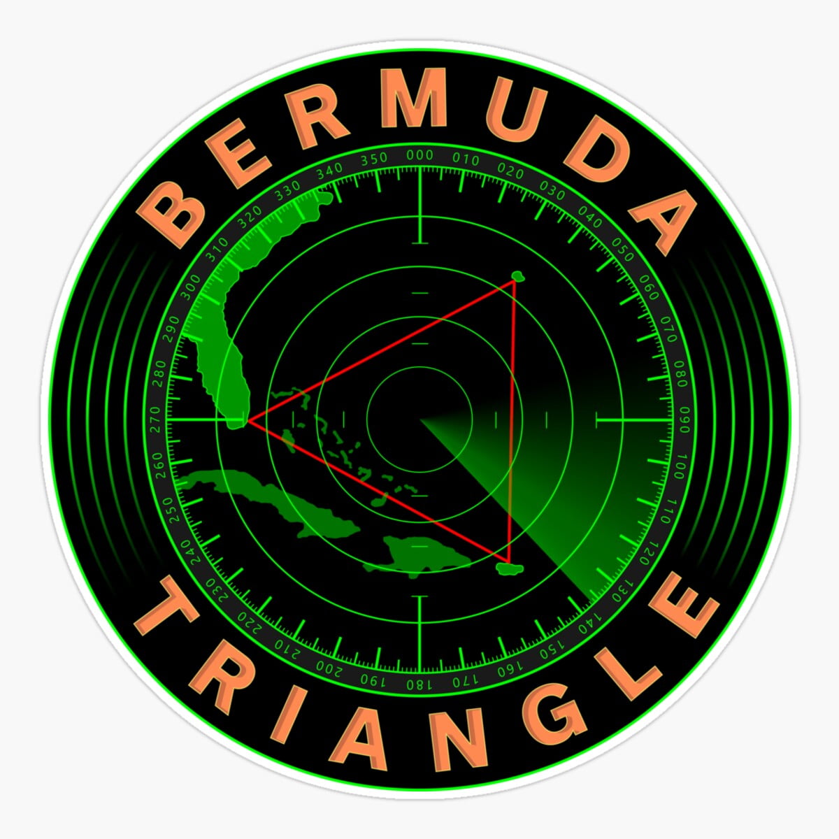 Maneki Bermuda Triangle Radar Sticker, Phone Decal Water Bottle ...