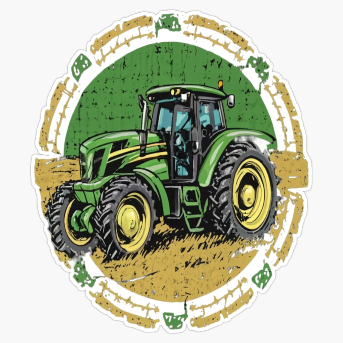 Maneki Big Green Tractor On The Farm Er, Phone Decal Water Bottle ...