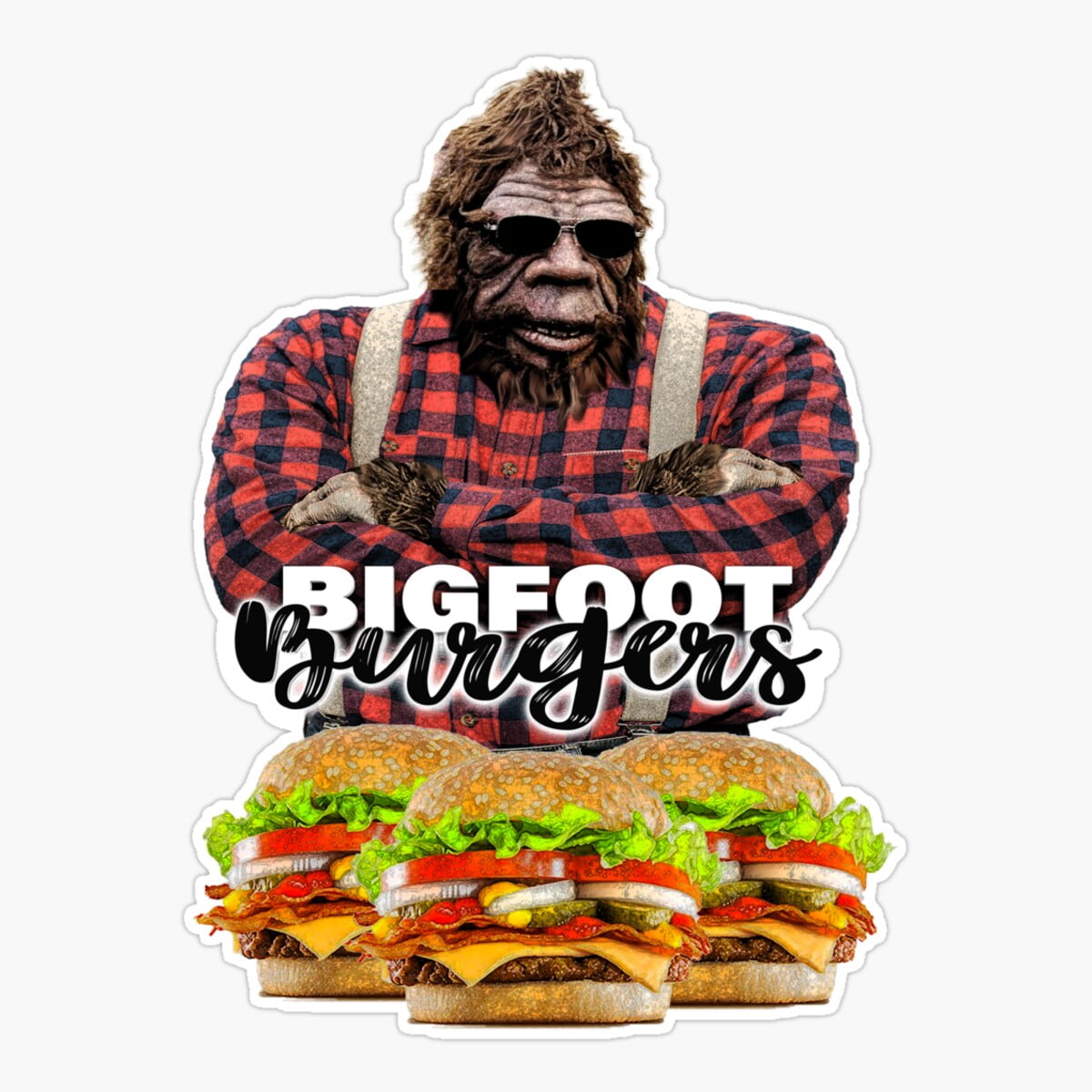 Maneki Bigoot Burgers Sticker, Phone Decal Water Bottle Stickers Car ...
