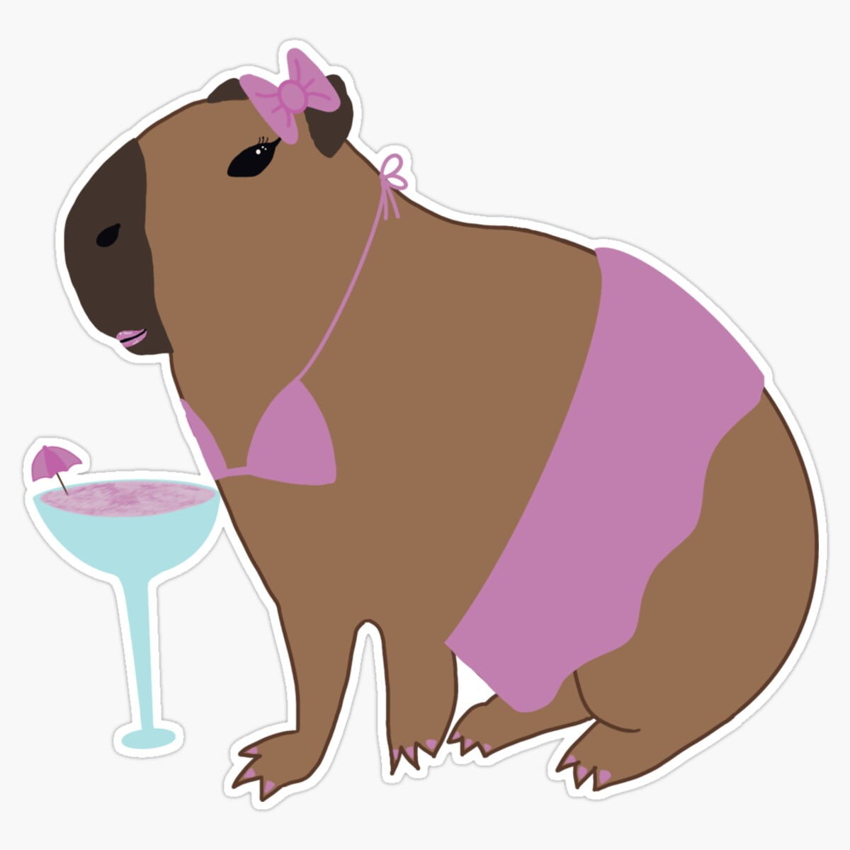 Maneki Bikini Capybara With A Drink Er, Phone Decal Water Bottle ...