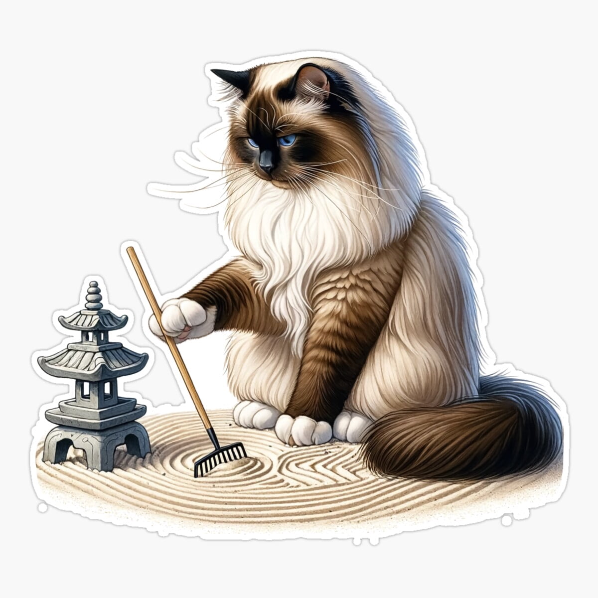 Maneki Birman Cat Zen Master - Unny Cat Sticker, Phone Decal Water ...