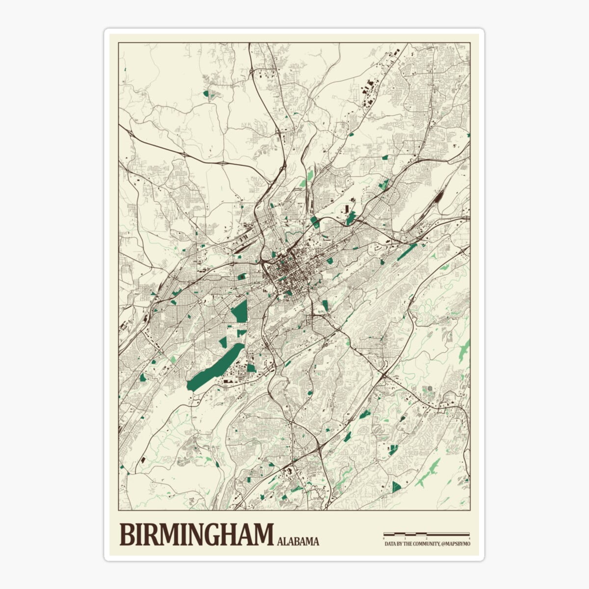 Maneki Birmingham Street Map Sticker, Phone Decal Water Bottle Stickers ...