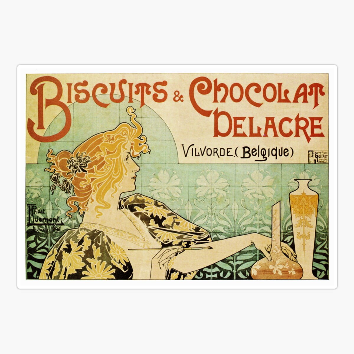 Maneki Biscuits & Chocolat Delacre - Vintage Rench Cookie Poster ...
