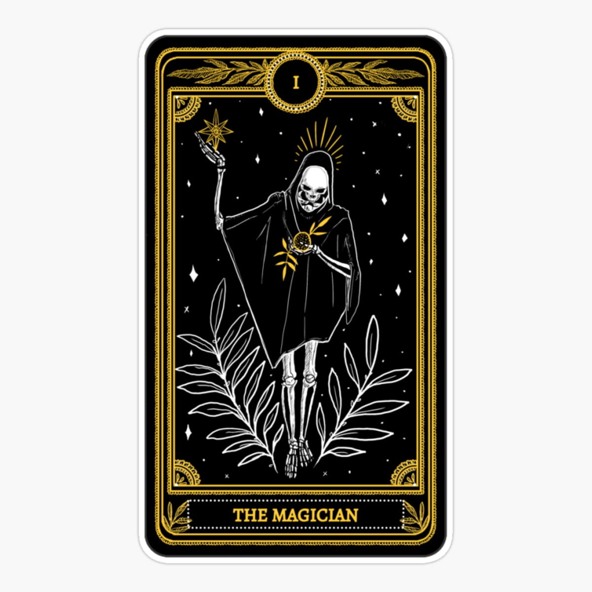 Maneki Black And Gold The Magician Tarot Card Er, Phone Decal Water ...