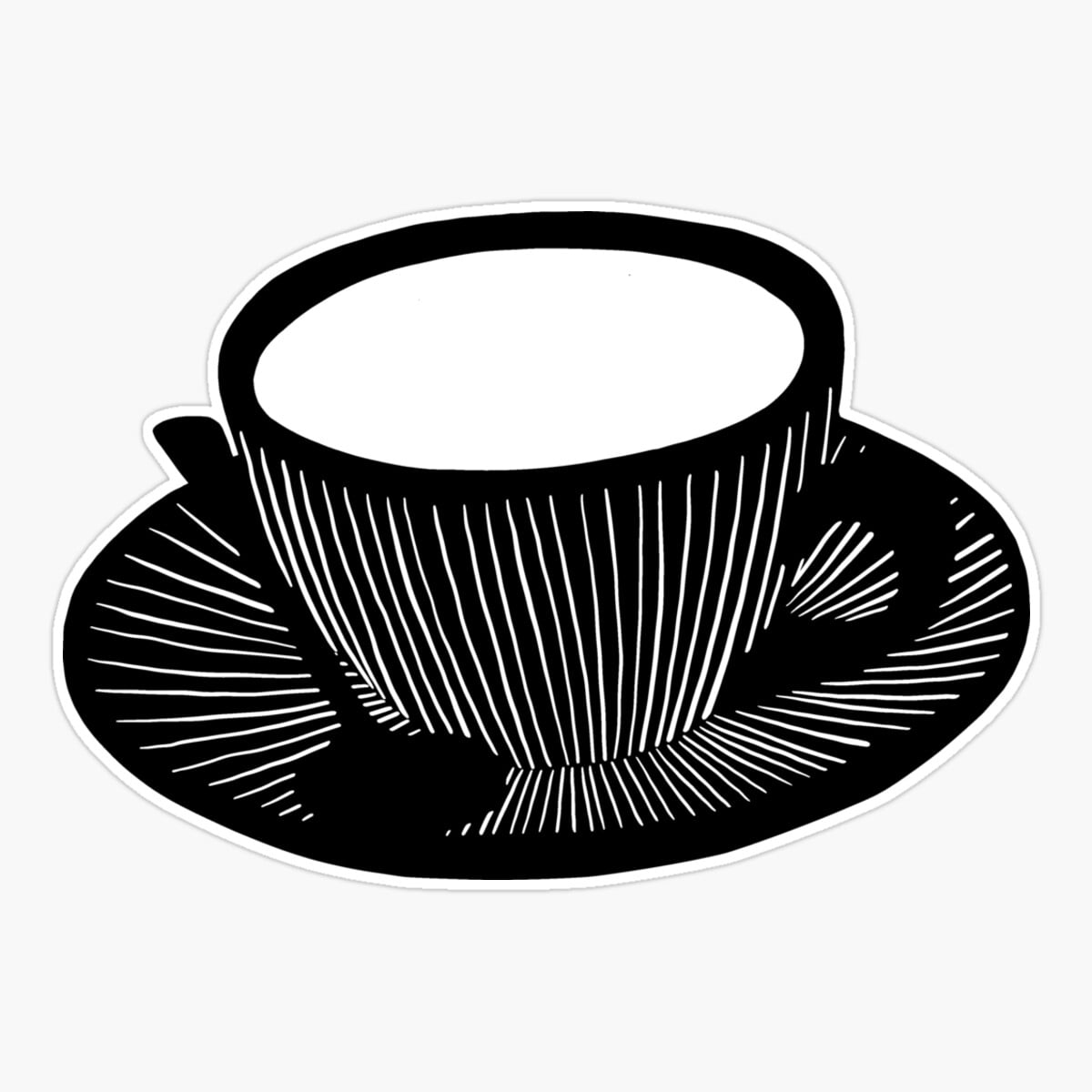 Maneki Black And White Coee Cup Or Teacup Sticker, Phone Decal Water ...