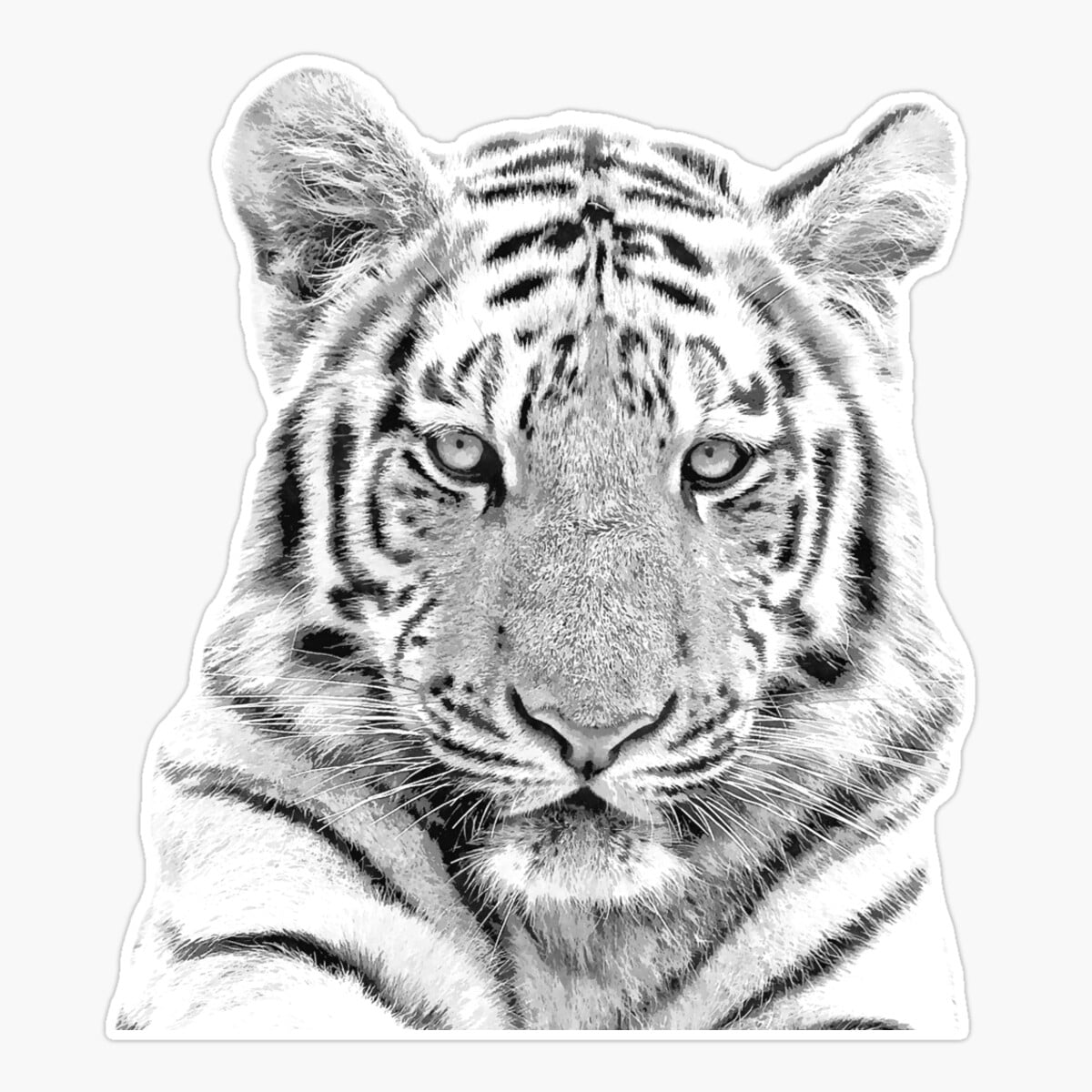 Maneki Black And White Tiger Er, Phone Decal Water Bottle Stickers Car ...