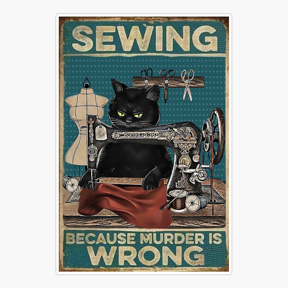 Maneki Black Cat Sewing Because Murder Is Wrong Er, Phone Decal Water ...