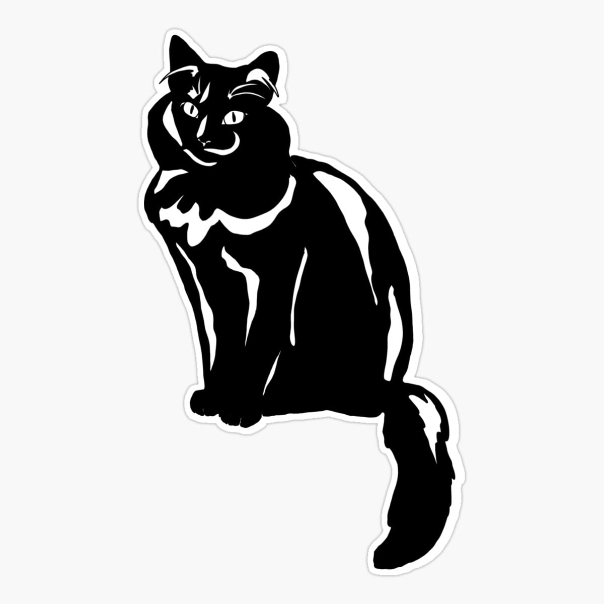 Maneki Black Cat Silhouette Sticker, Phone Decal Water Bottle Stickers ...