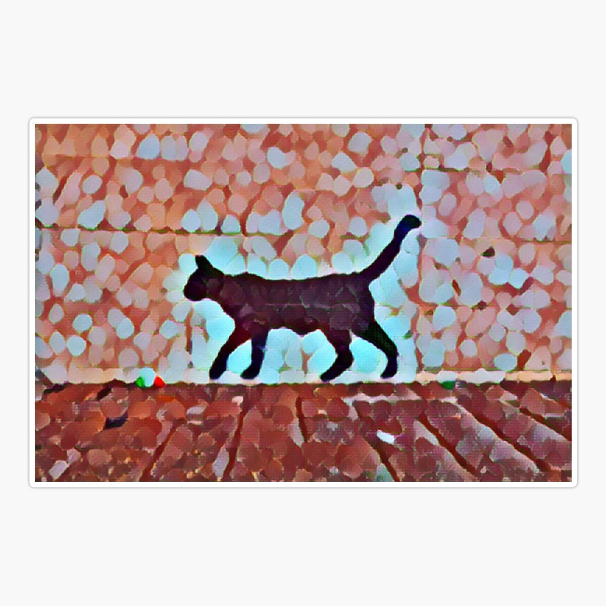 Maneki Black Cat Walking Down The Street Sticker, Phone Decal Water ...