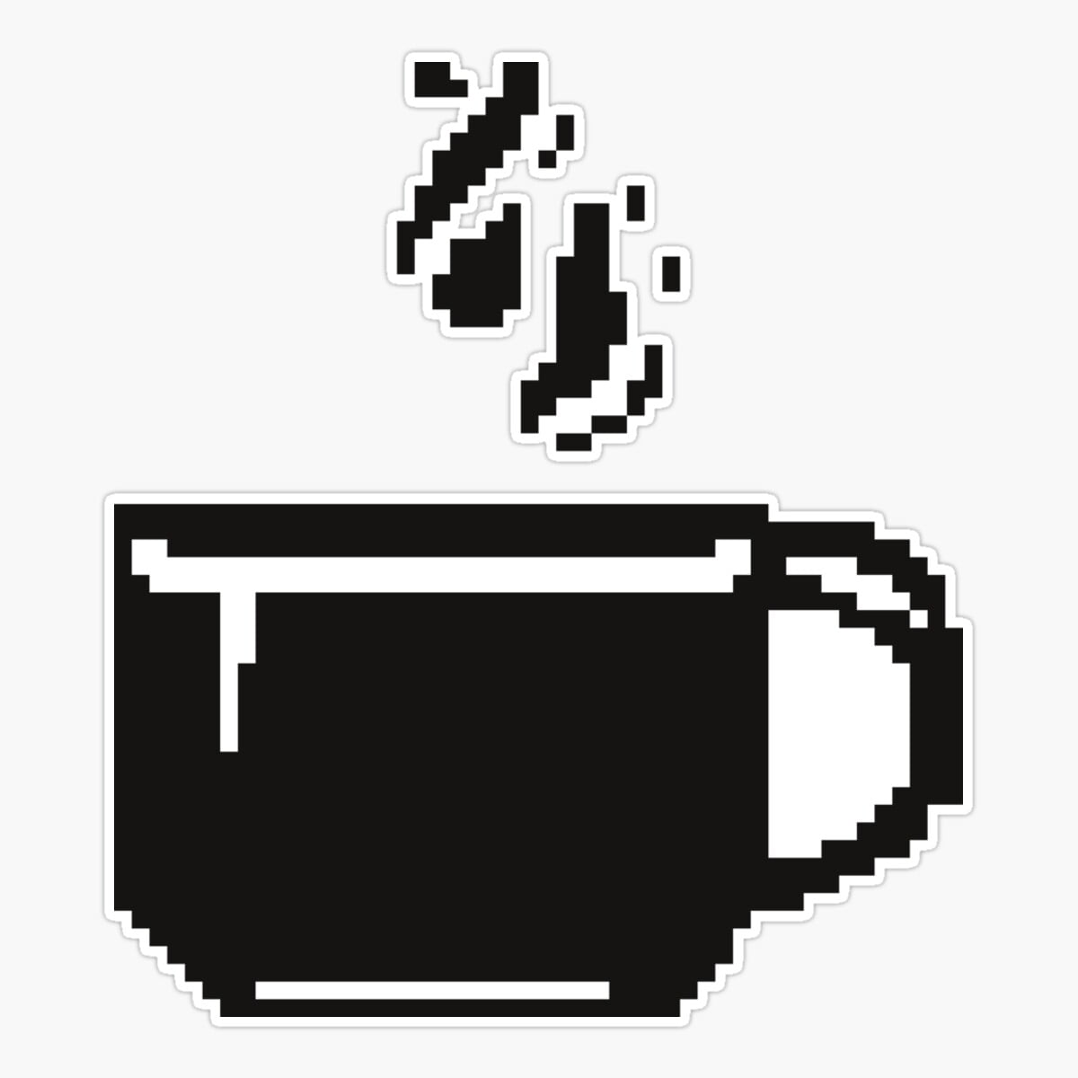 Maneki Black Coffee Cup Pixel Art Er, Phone Decal Water Bottle Stickers ...