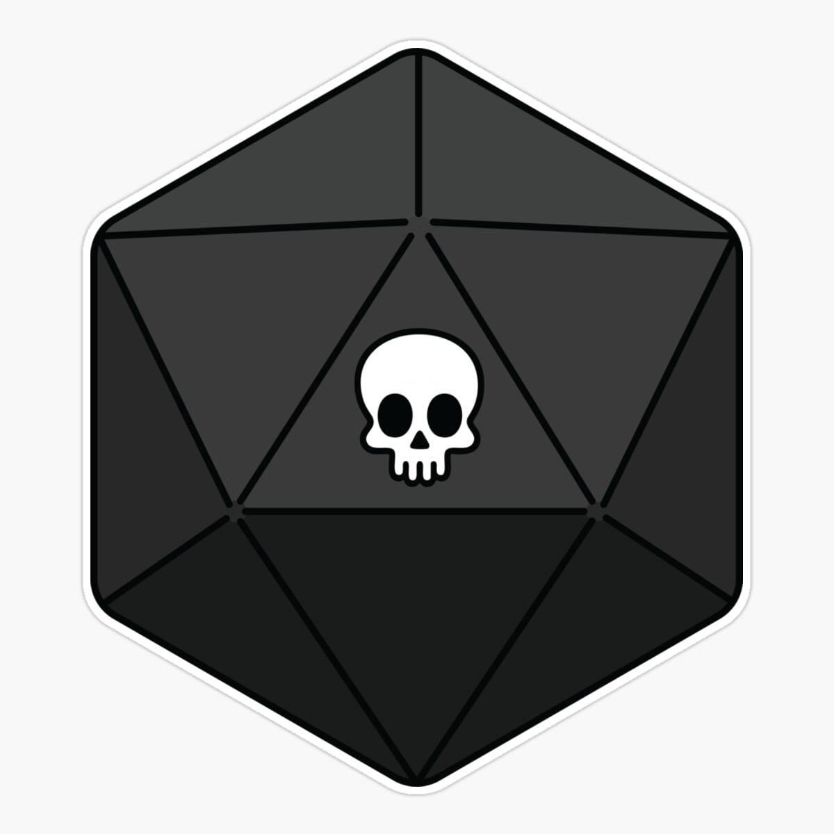 Maneki Black D20 Nat 1 Skull Dice Er, Phone Decal Water Bottle Stickers ...