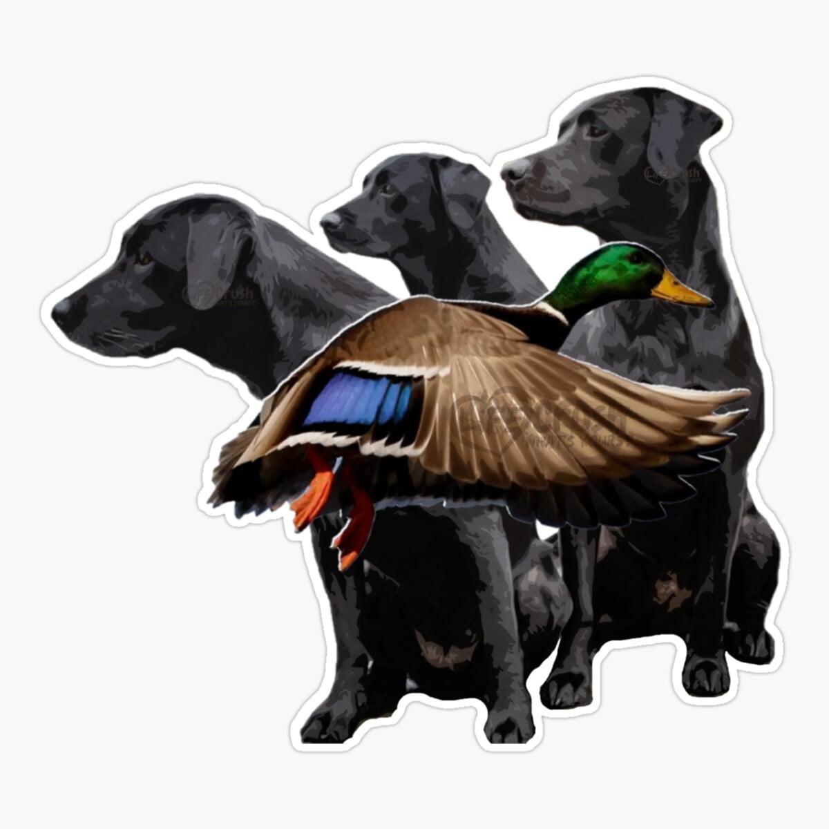Maneki Black Labrador Retrievers And Duck Hunting Er, Phone Decal Water ...