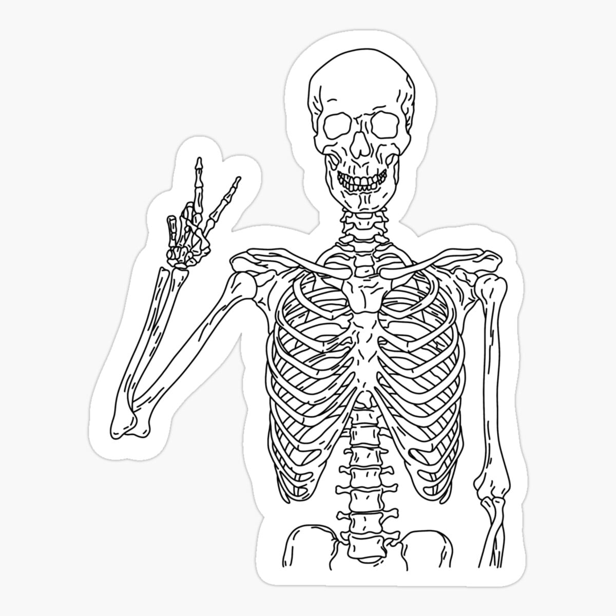 Maneki Black Peace Sign Skeleton Er, Phone Decal Water Bottle Stickers ...