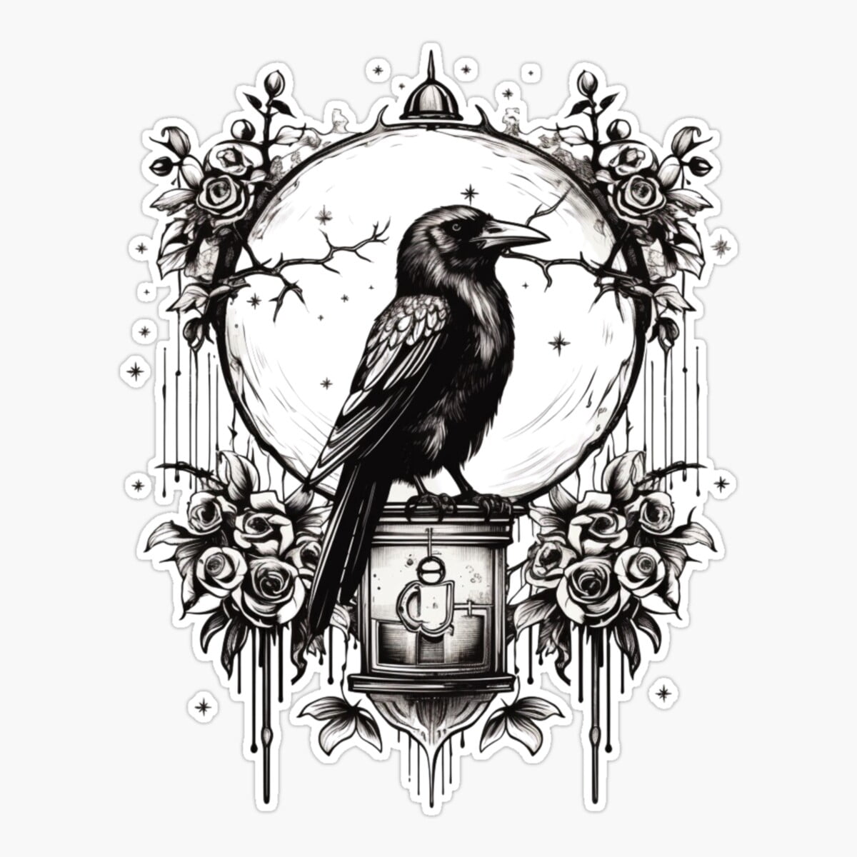 Maneki Black Raven Crow Er, Phone Decal Water Bottle Stickers Car ...
