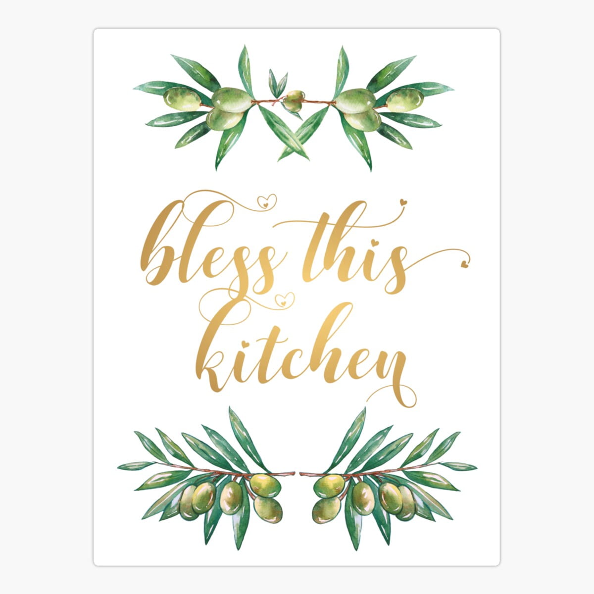 Maneki Bless This Kitchen Inspirational Quote Hand Lettering Gold ...