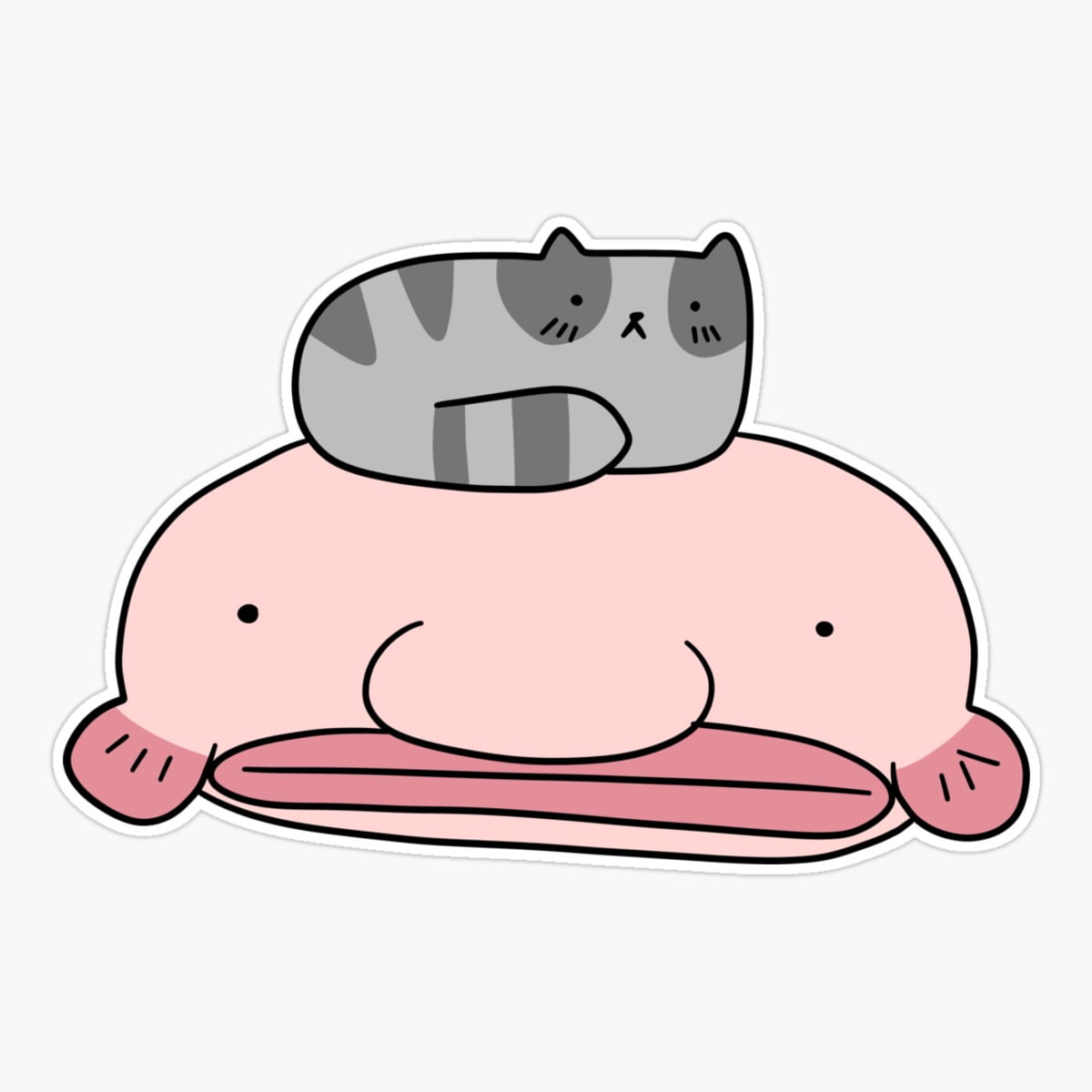 Maneki Blobfish And Little Cat Sticker, Phone Decal Water Bottle ...