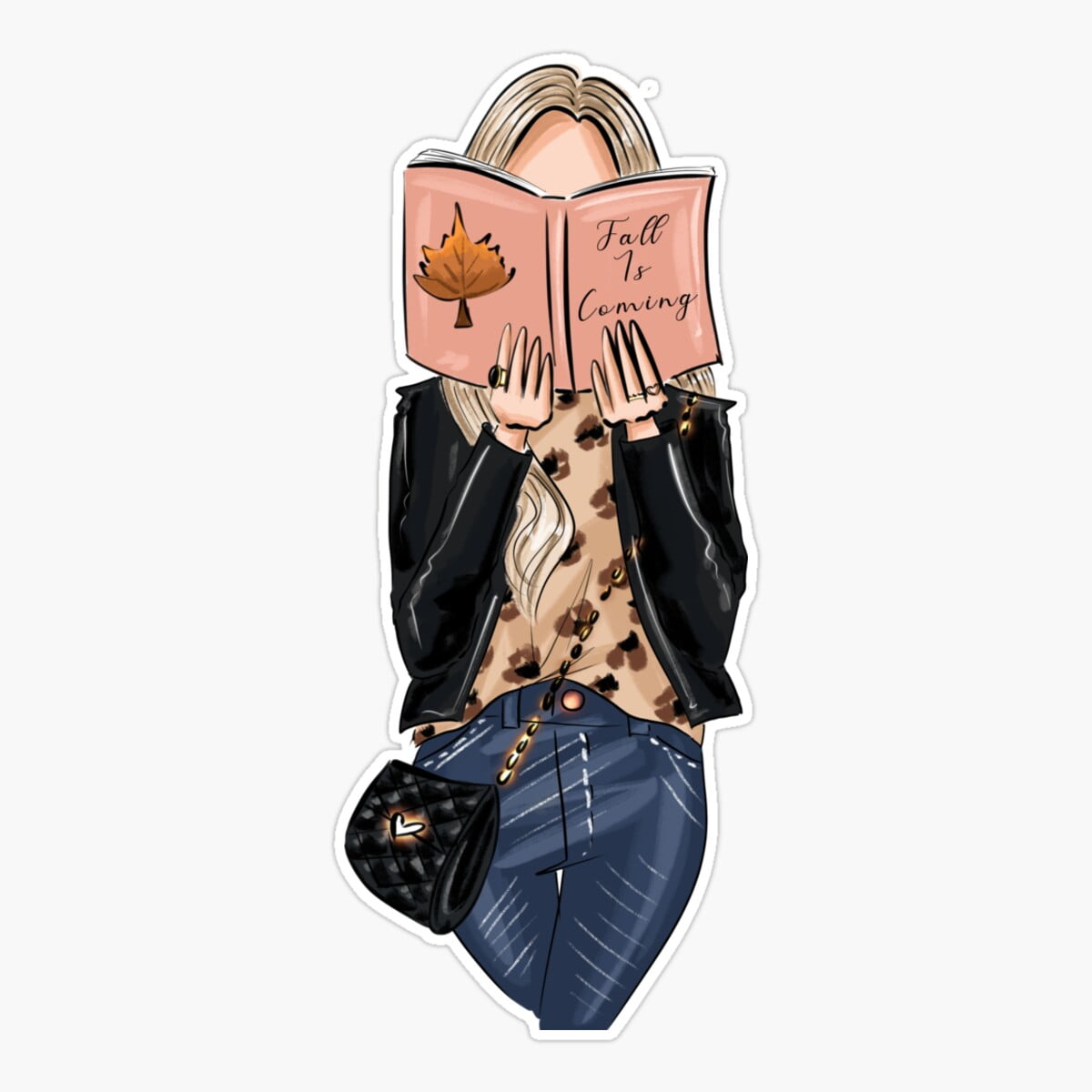 Maneki Blonde Girl Reading Sticker, Phone Decal Water Bottle Stickers ...