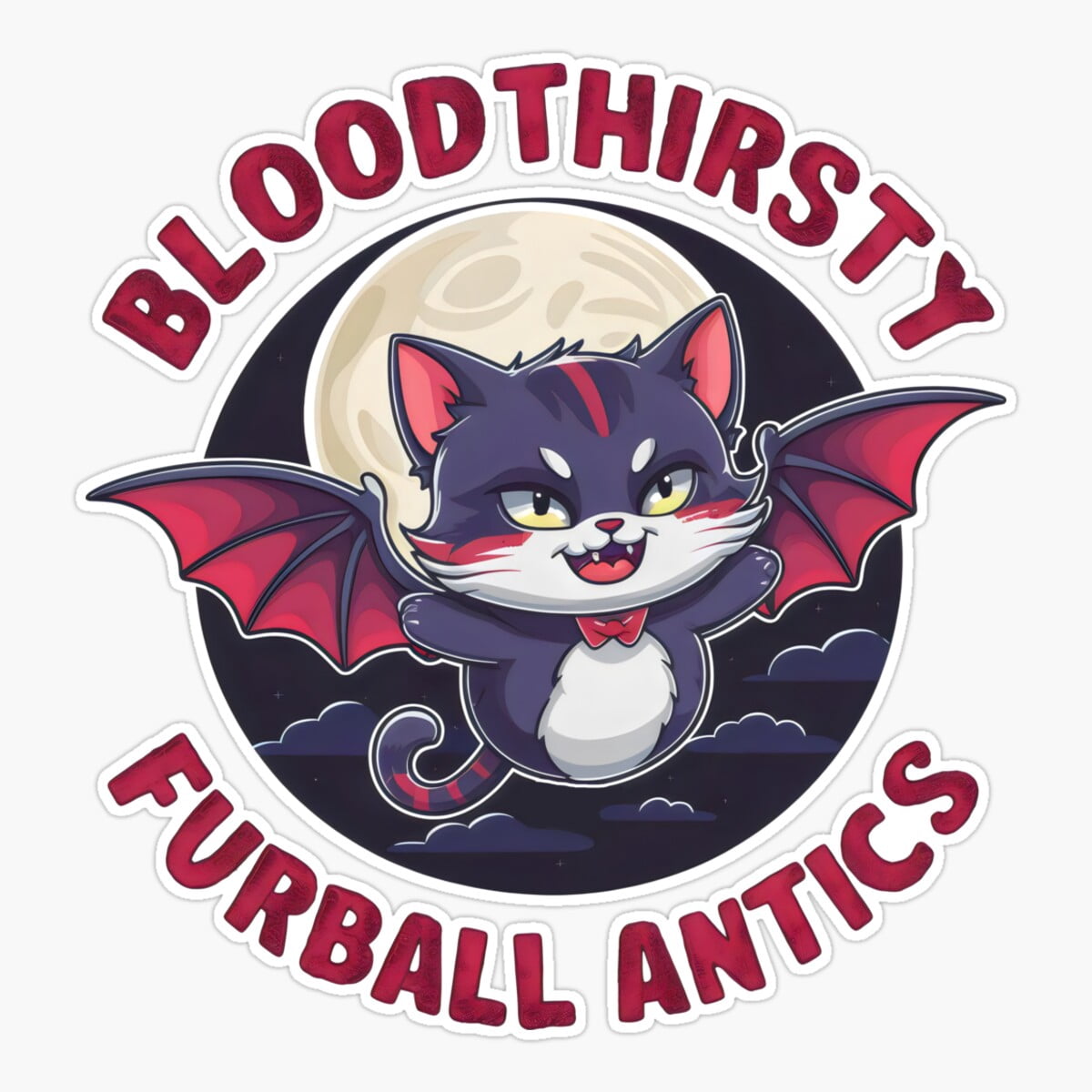 Maneki Bloodthirsty Urball Antics Vampire Cat Sticker, Phone Decal ...