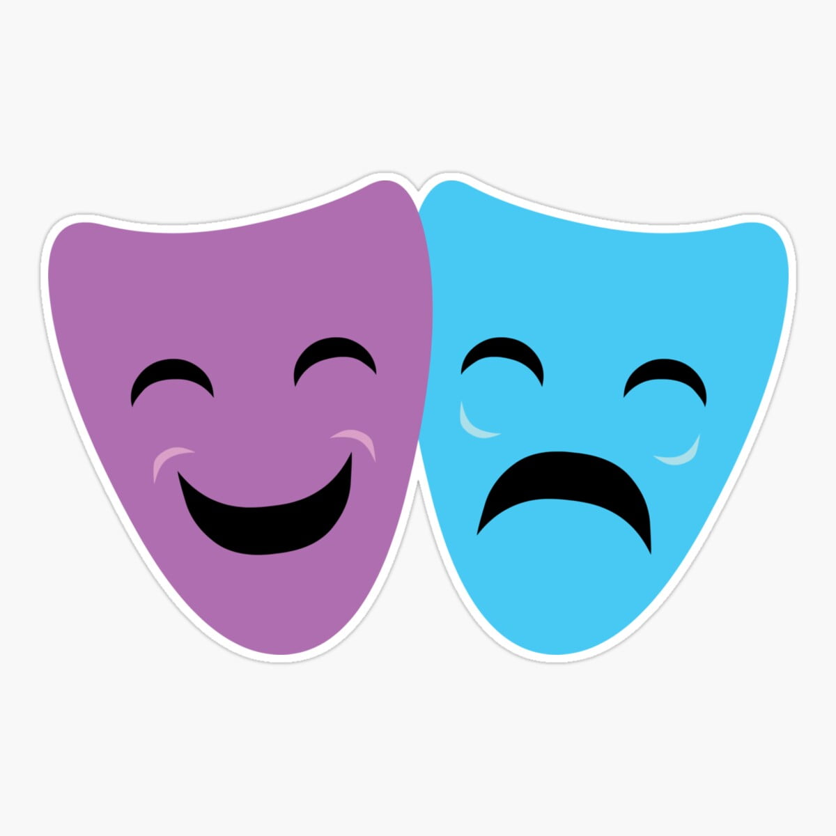 Maneki Blue And Purple Comedy And Tragedy Drama Masks Er, Phone Decal ...