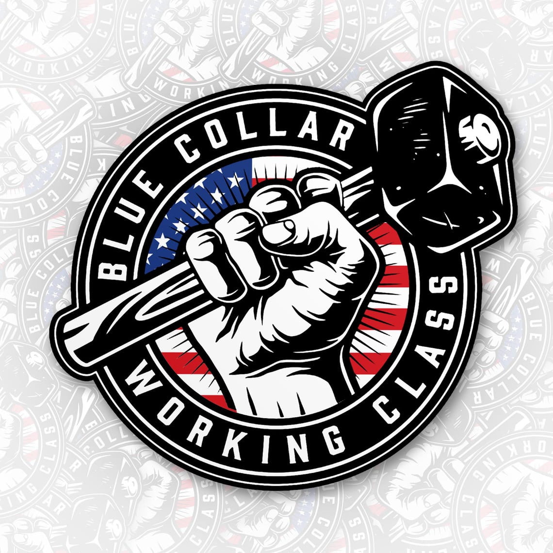 Maneki Blue Collar Working Class Er, American Flag, Mechanic Welder ...