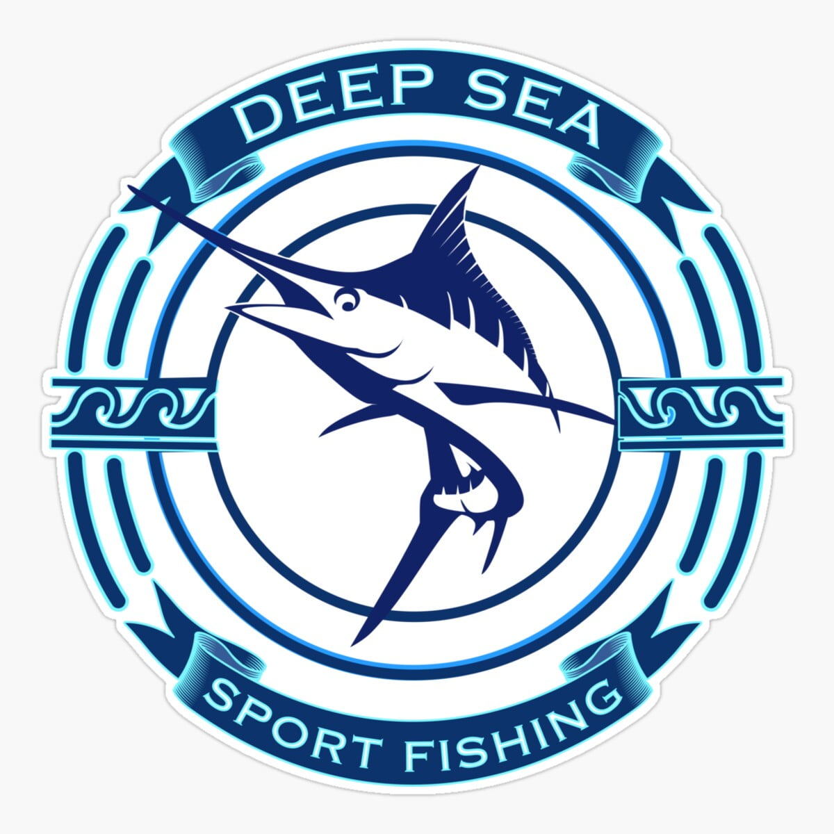 Maneki Blue Marlin Deep Sea Sport Ishing Er, Phone Decal Water Bottle ...