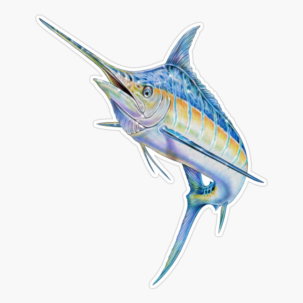 Maneki Blue Marlin Er, Phone Decal Water Bottle Stickers Car Decals ...