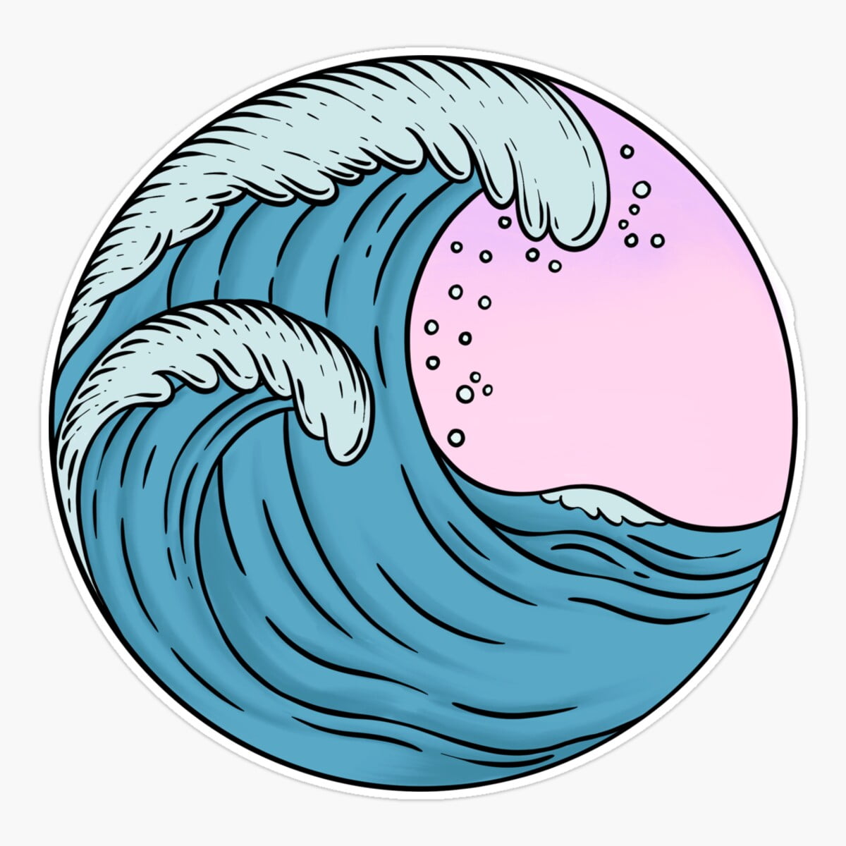 Maneki Blue Ocean Waves Er, Phone Decal Water Bottle Stickers Car ...