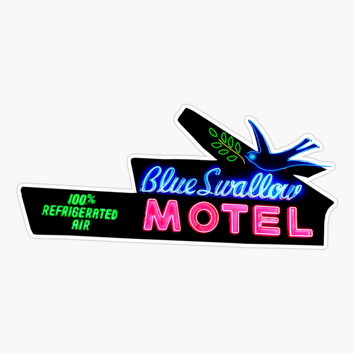 Maneki Blue Swallow Motel Neon Sign Route 66 Sticker, Phone Decal Water ...