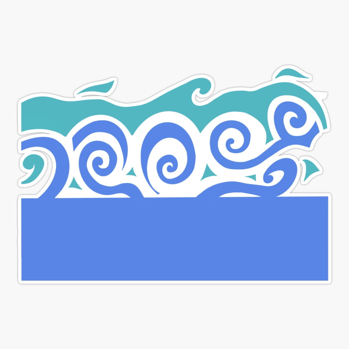 Maneki Blue Waves Ocean Sticker, Phone Decal Water Bottle Stickers Car ...