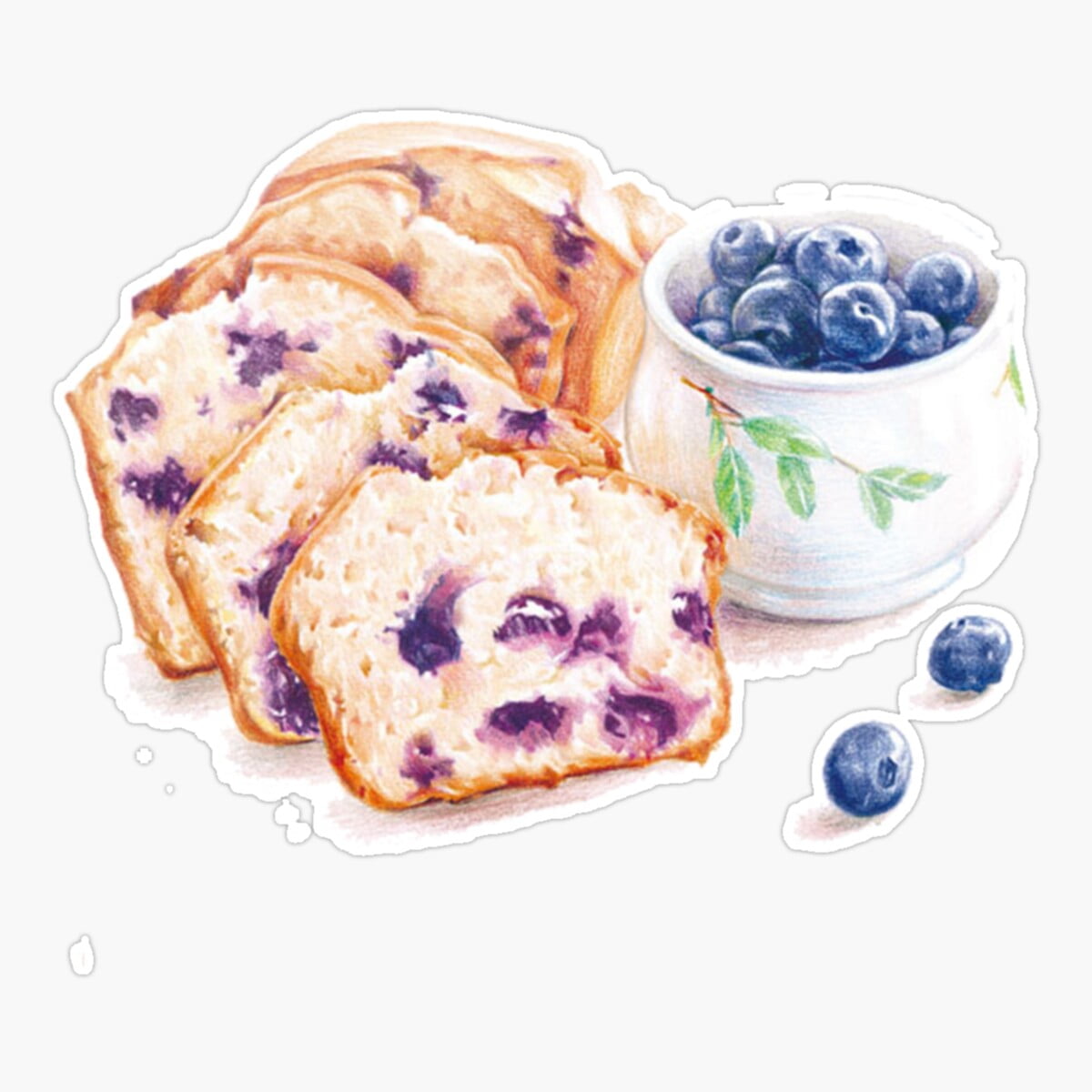 Maneki Blueberry Pound Cake, Breakast Ood Drawing Bread Illustration ...