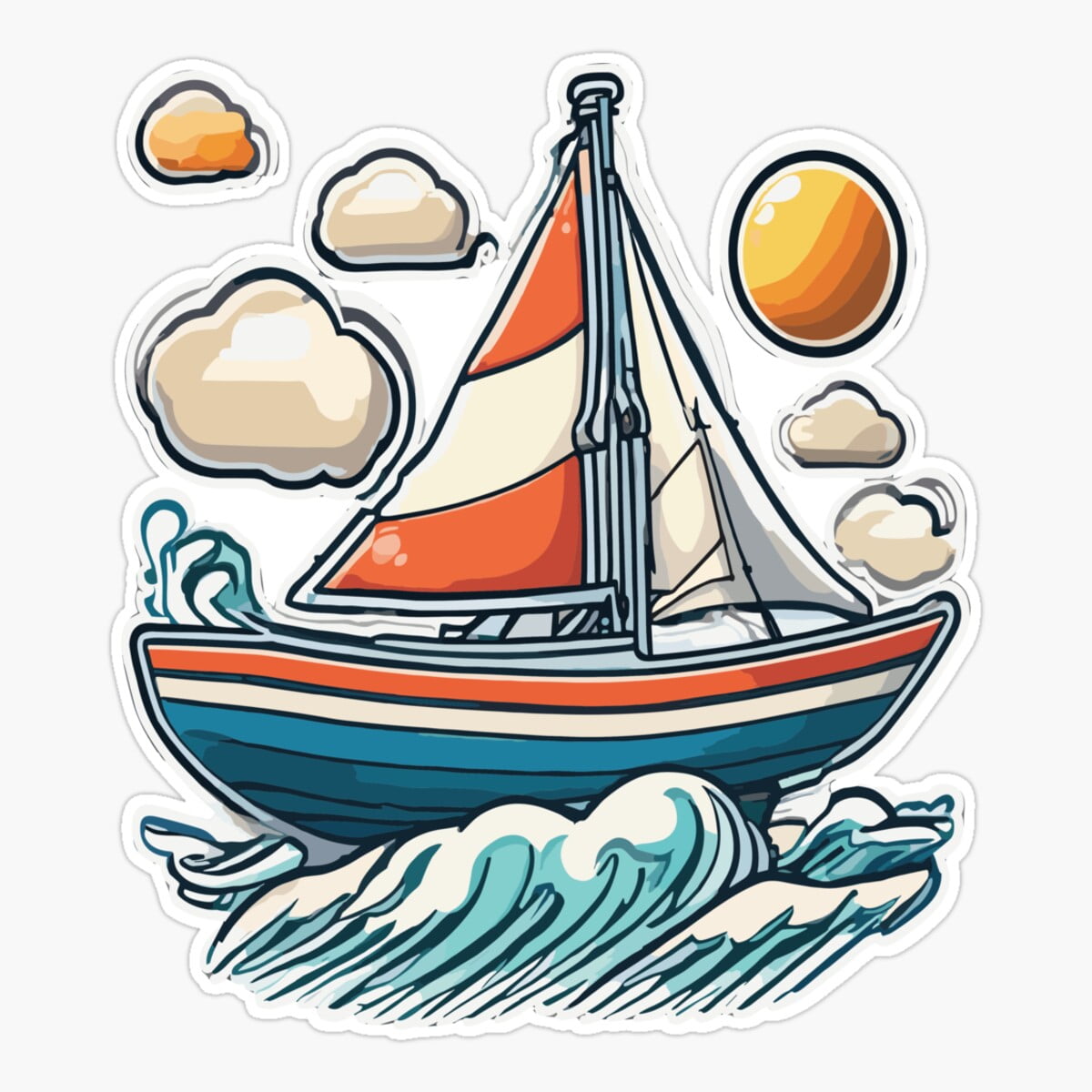 Maneki Boat Emoji Cool Sea Vibes Ocean Waves Er Er, Phone Decal Water ...