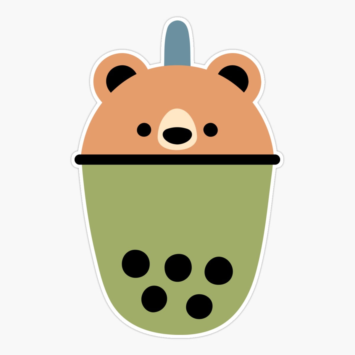 Maneki Boba Bear Forest Light Green Er, Phone Decal Water Bottle ...