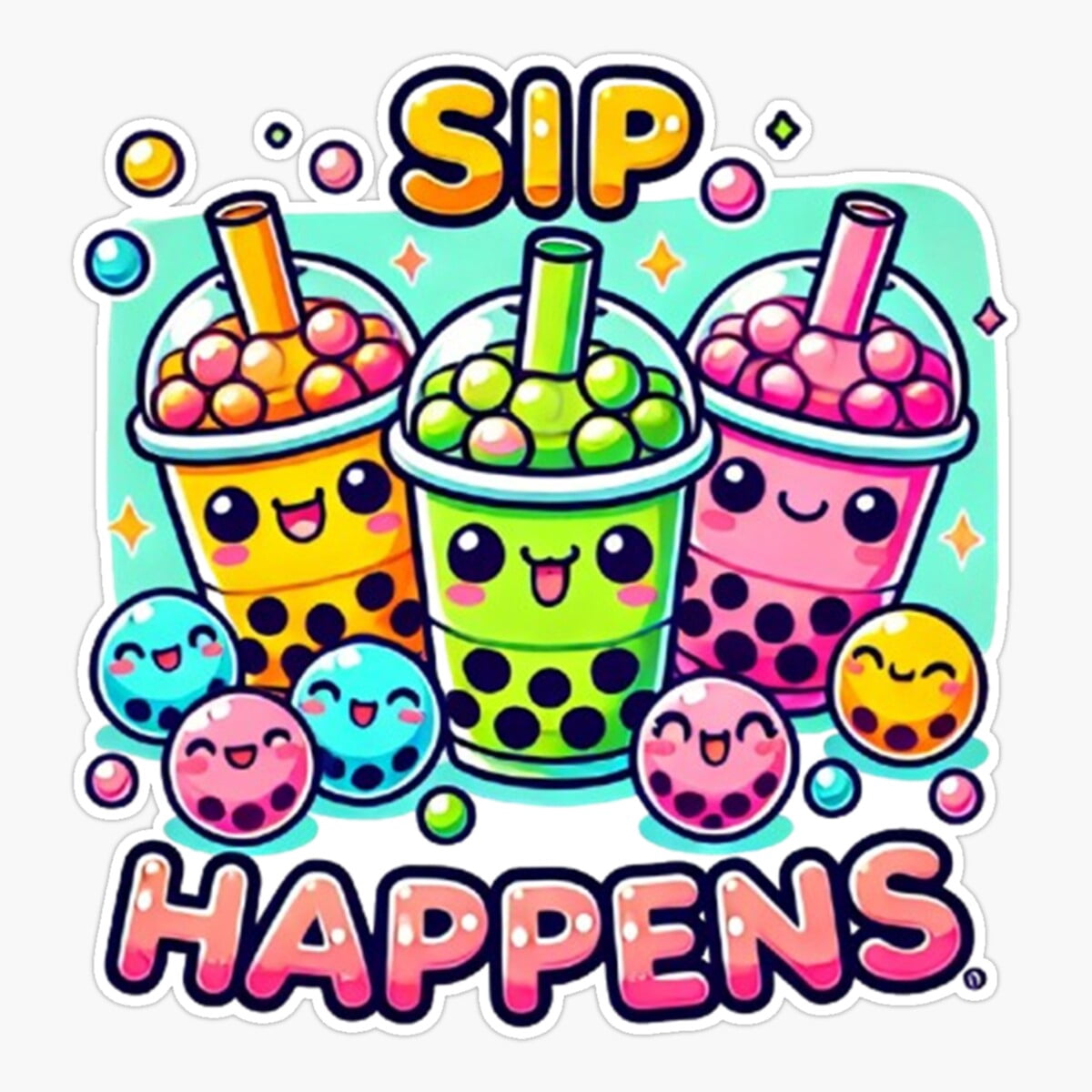 Maneki Boba Buddies - Sip Happens | Cute Kawaii Boba Tea Design Er ...