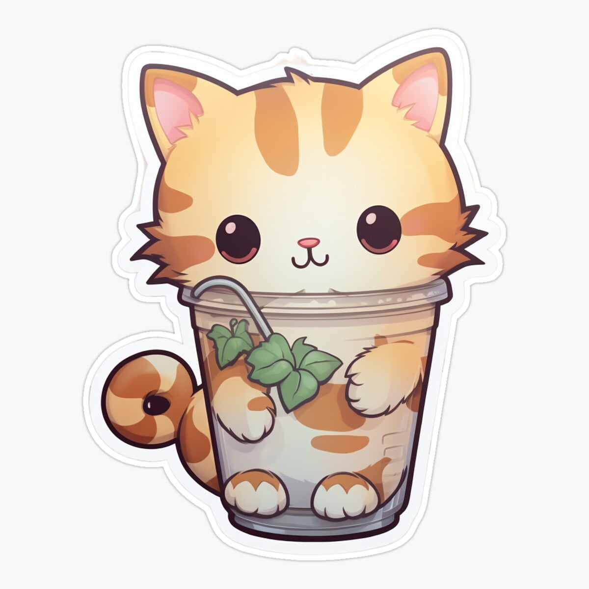 Maneki Boba Cat Sticker, Phone Decal Water Bottle Stickers Car Decals ...