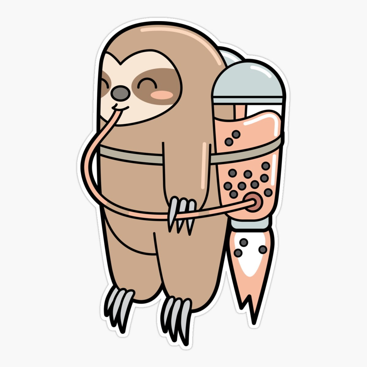 Maneki Boba Tea Bubble Tea – Cute Kawaii Sloth Er, Phone Decal Water ...