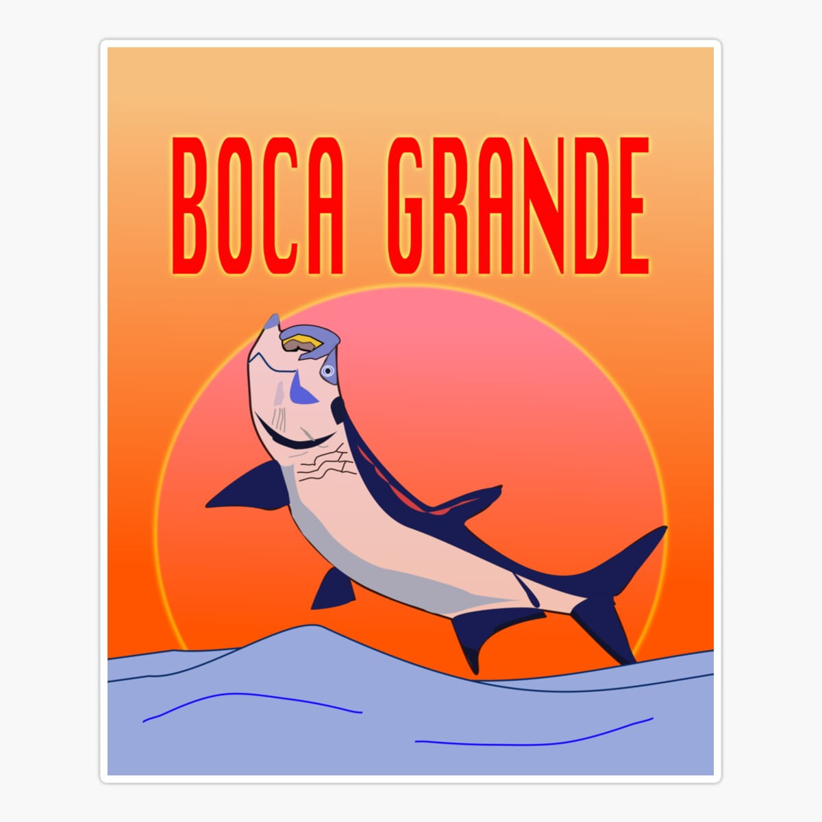 Maneki Boca Grande With A Tarpon Jumping Out O The Water Sticker, Phone ...