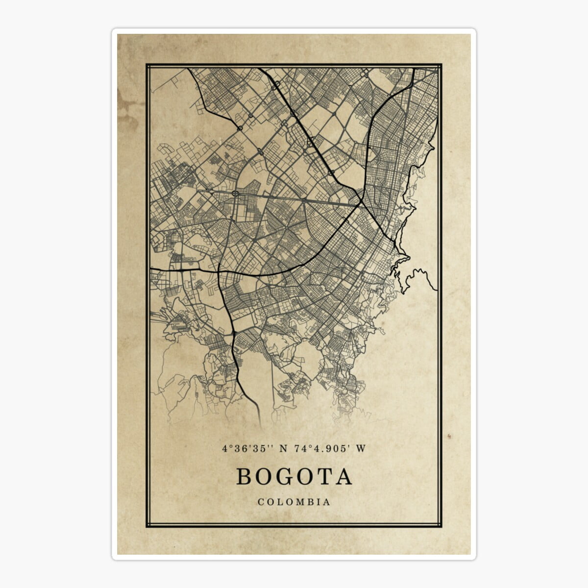 Maneki Bogota Vintage Map | Bogota Colombia | Bogota City O Colombia ...
