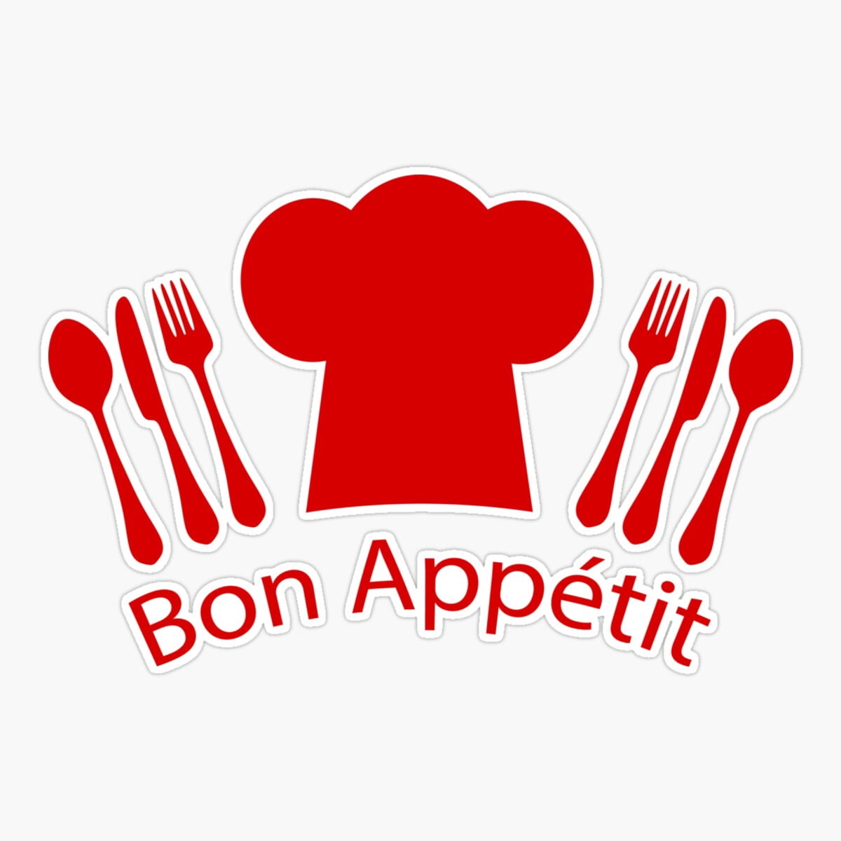 Maneki Bon Appetit Red Rench Che'S Hat Sticker, Phone Decal Water ...