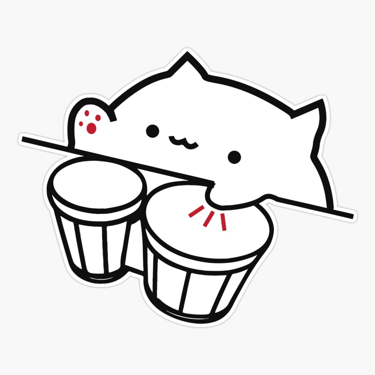 Maneki Bongo Cat Viral Music Cute Cat Er, Phone Decal Water Bottle ...