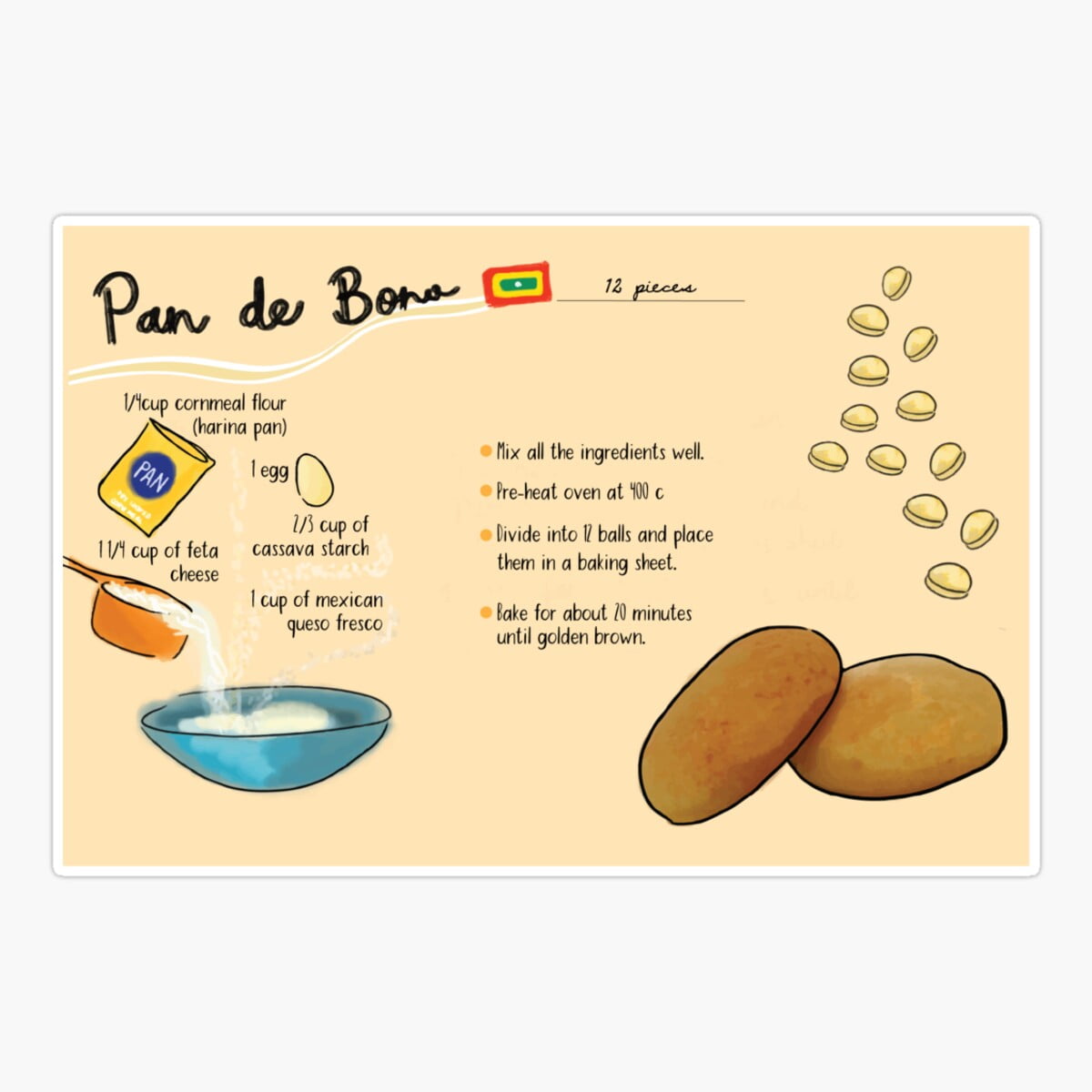 Maneki Bonus Bread Recipe Sticker, Phone Decal Water Bottle Stickers ...