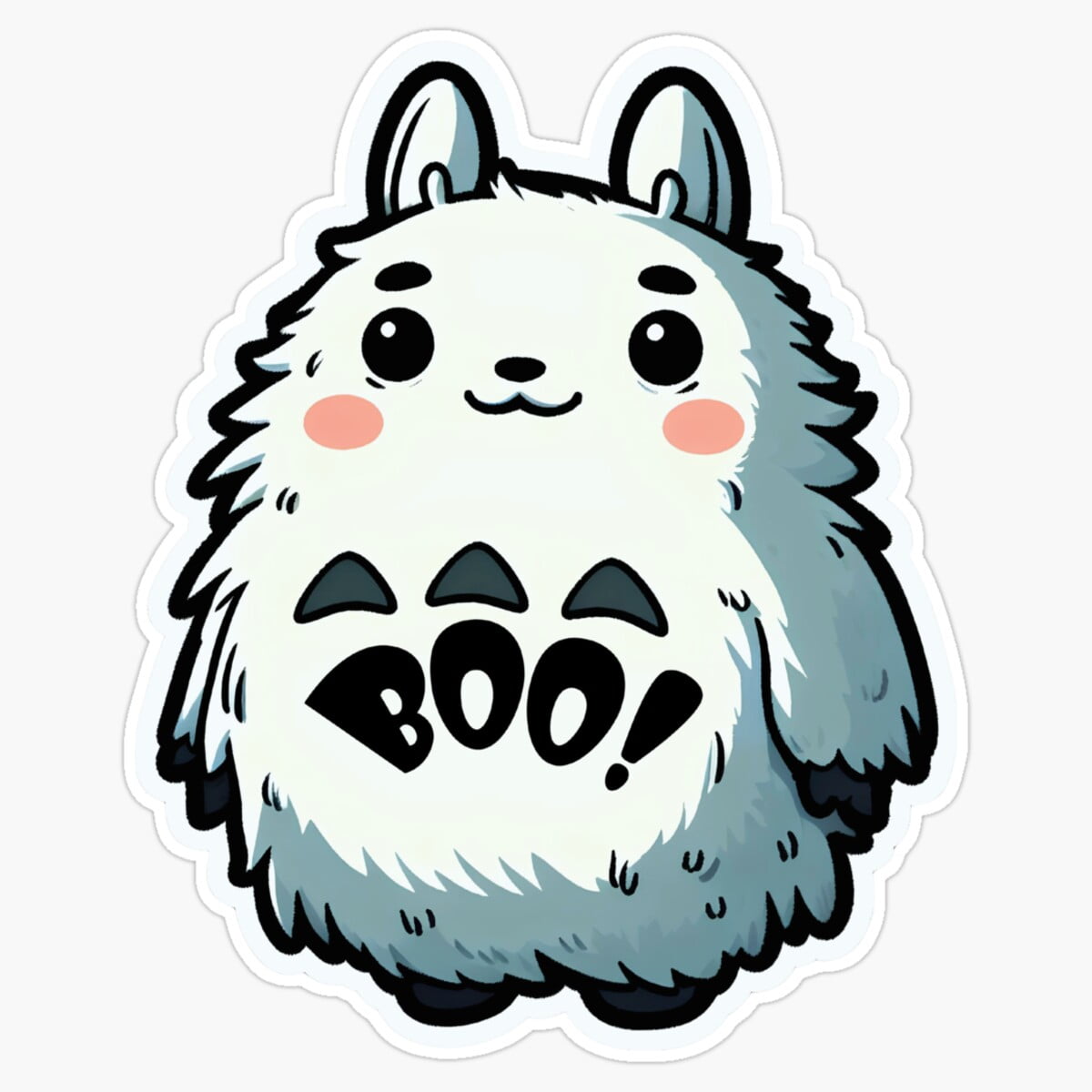 Maneki Boo! Cute Fluffy Ghost Hamster Er Er, Phone Decal Water Bottle ...