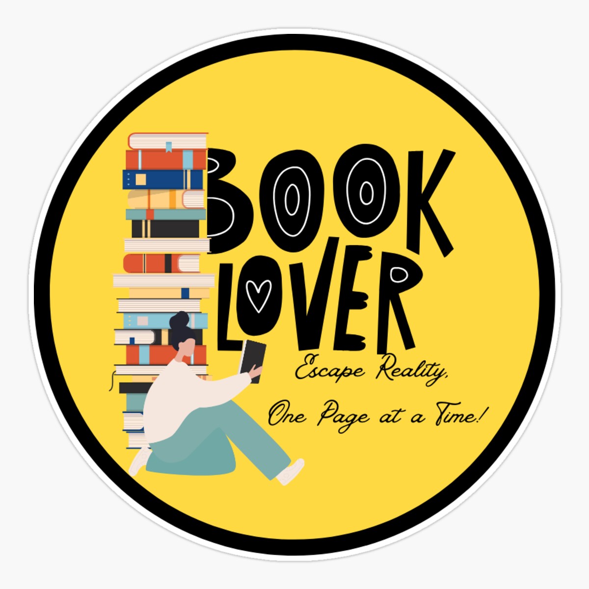 Maneki Book Lover Escape Reality One Page At A Time! Sticker, Phone Decal Water Bottle Stickers ...