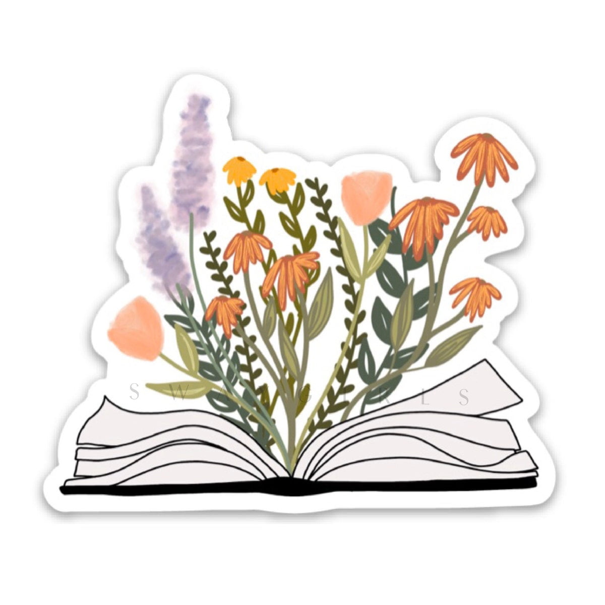 Maneki Book Stickers Love To Read Decal Reading Sticker Flowers Growing ...