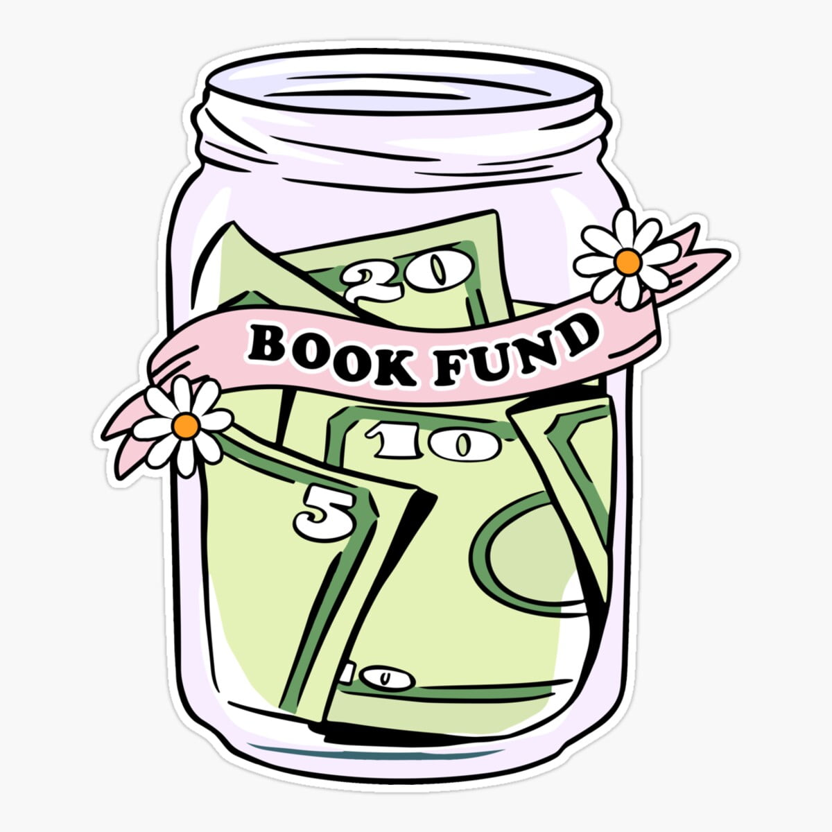 Maneki Book Und Jar Savings Or Book Lovers Sticker, Phone Decal Water ...