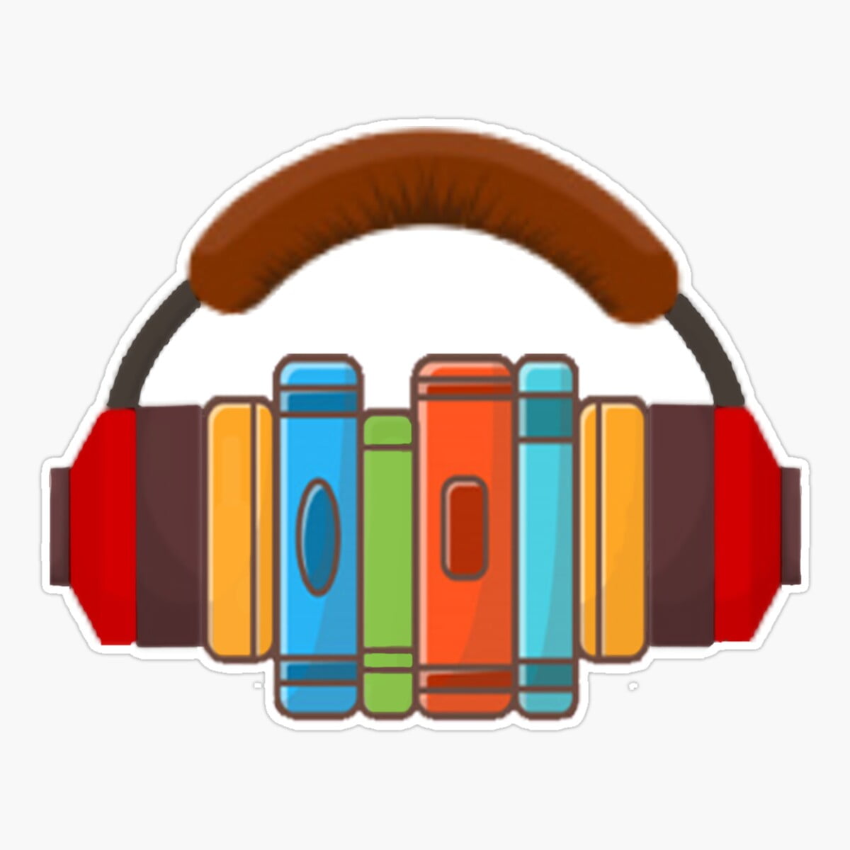 Maneki Book With Headphone Music And Listening Sticker, Phone Decal ...