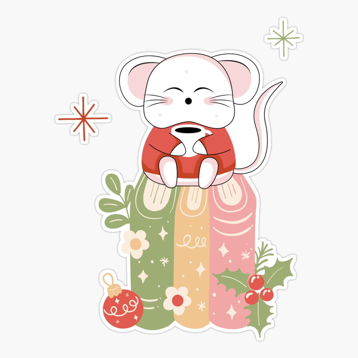 Maneki Bookish Mouse Sticker, Phone Decal Water Bottle Stickers Car ...